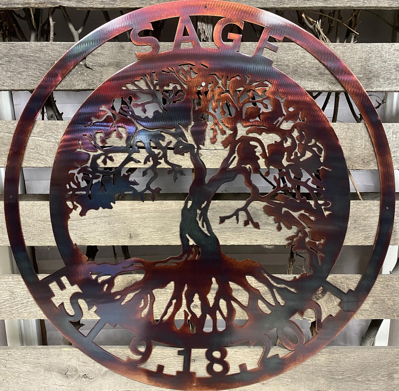 Tree of Life Monogram Metal Wall Art - Etsy