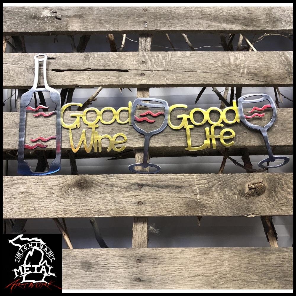 Good Wine Good Life Metal Wall Art - Etsy