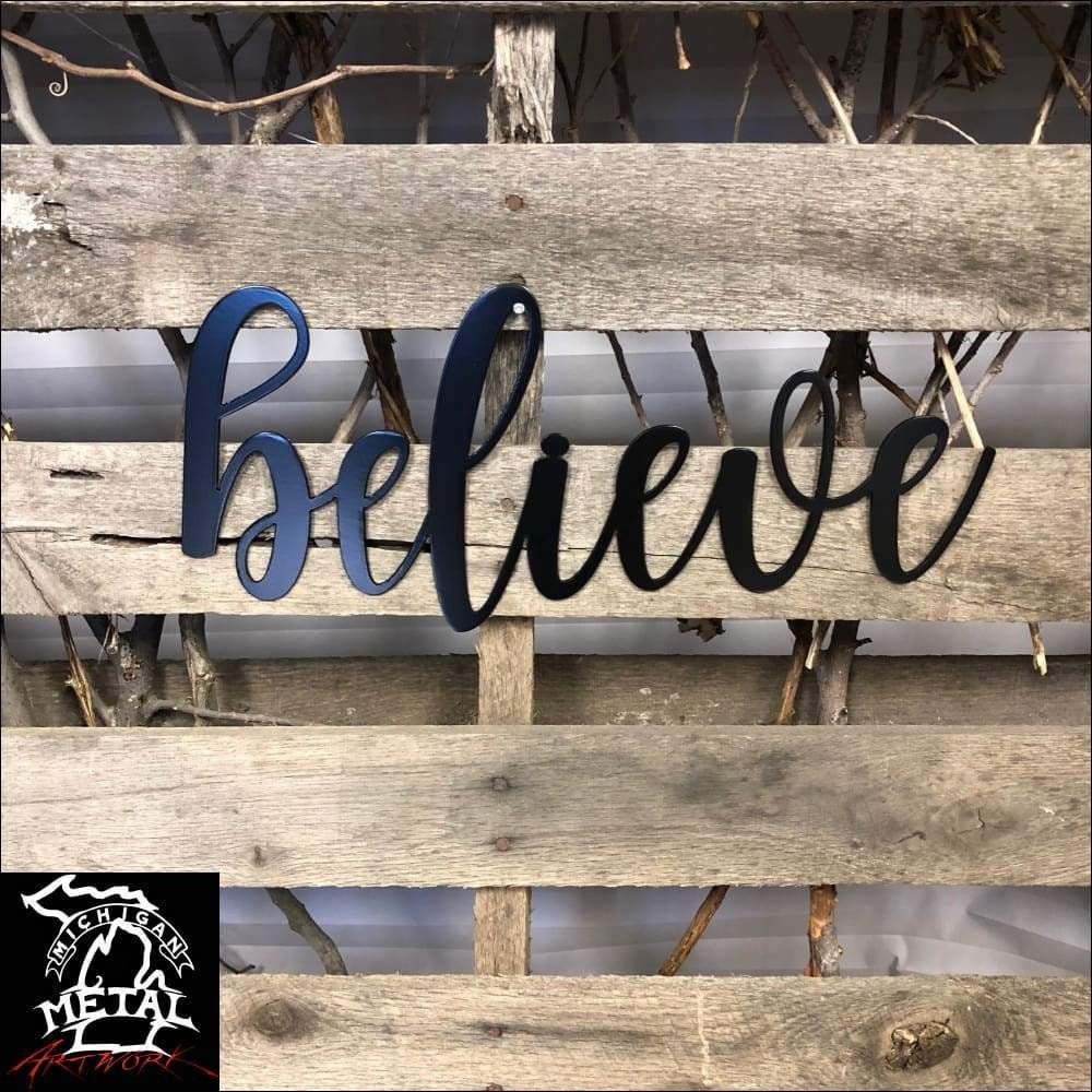 Believe Cursive Metal Wall Art - Etsy