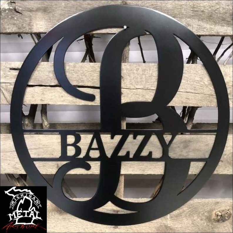 Circle Split Letter Monogram Metal Wall Art - Etsy