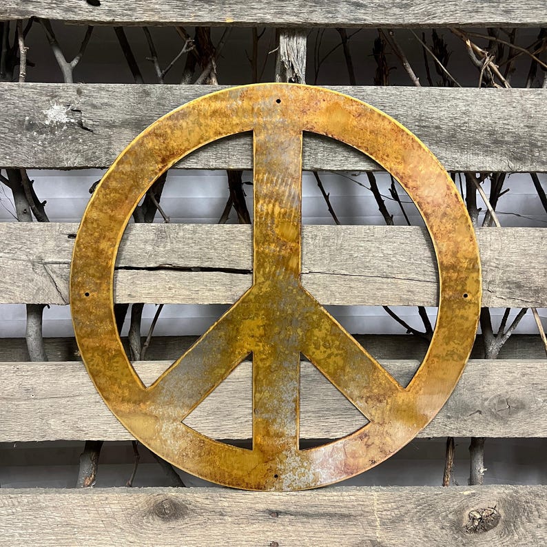 Peace Symbol Metal Wall Art - Etsy