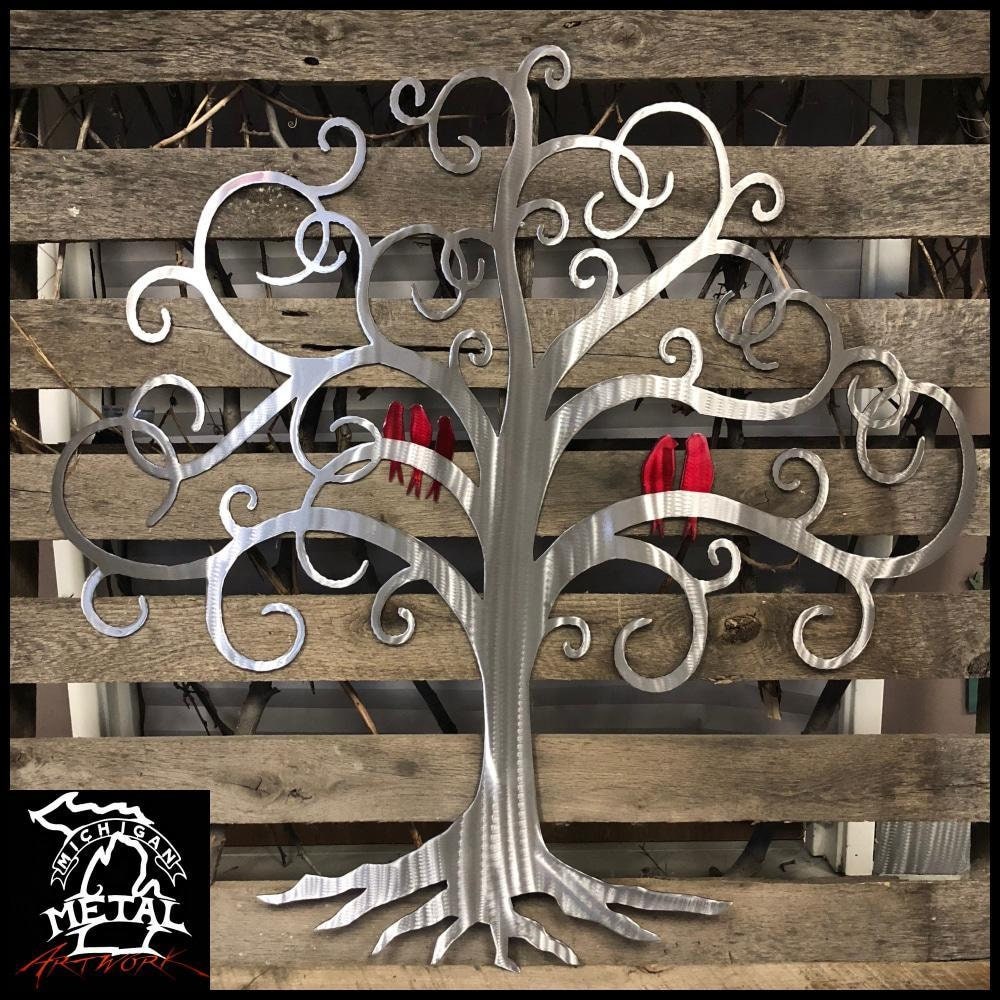 Curly Tree of Life With Birds Metal Wall Art - Etsy