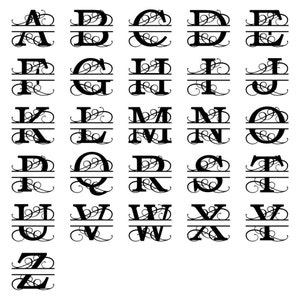 Fancy Split Letter Monogram Metal Wall Art - Etsy