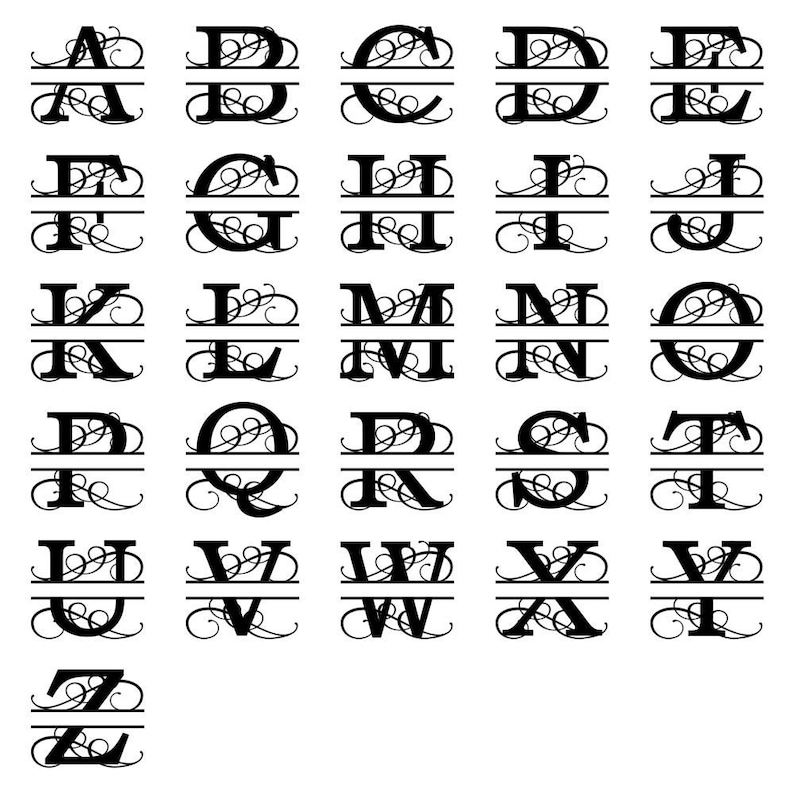 Fancy Split Letter Monogram Metal Wall Art - Etsy