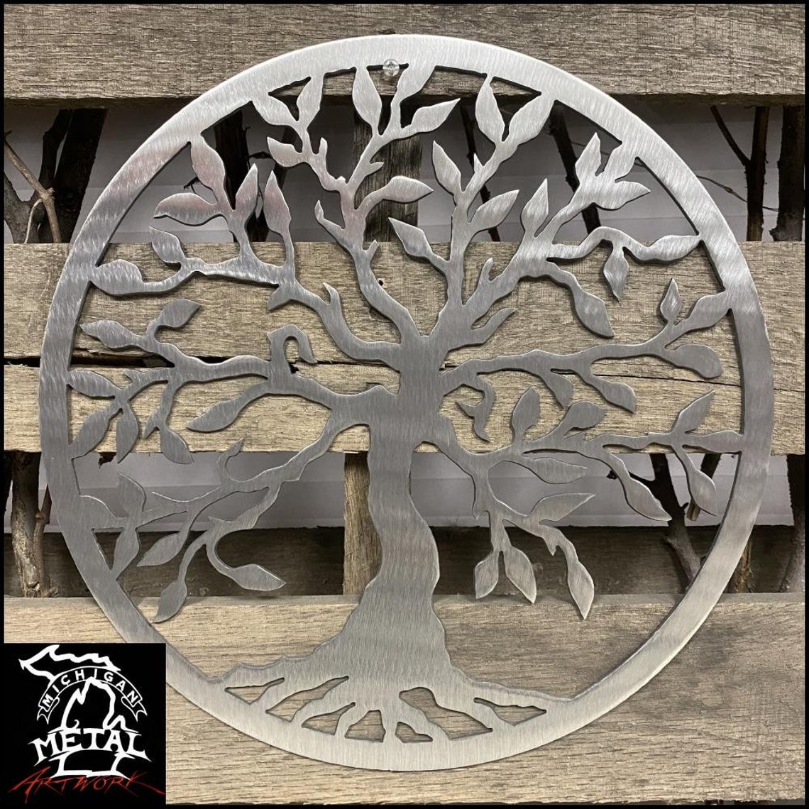 Modern Olive Tree of Life Metal Wall Art | Etsy