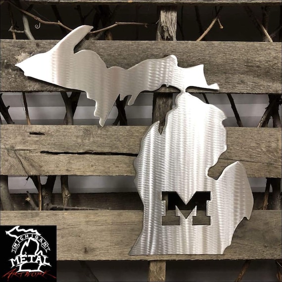 U of M State of Michigan Metal Wall Art - Etsy