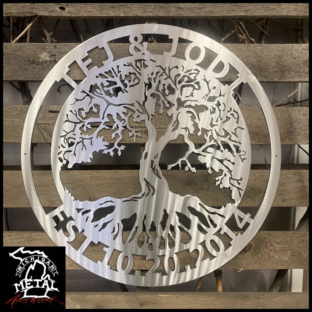 Tree of Life Monogram Metal Wall Art - Etsy