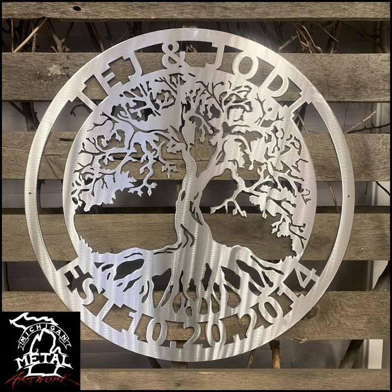 Tree of Life Monogram Metal Wall Art | Etsy