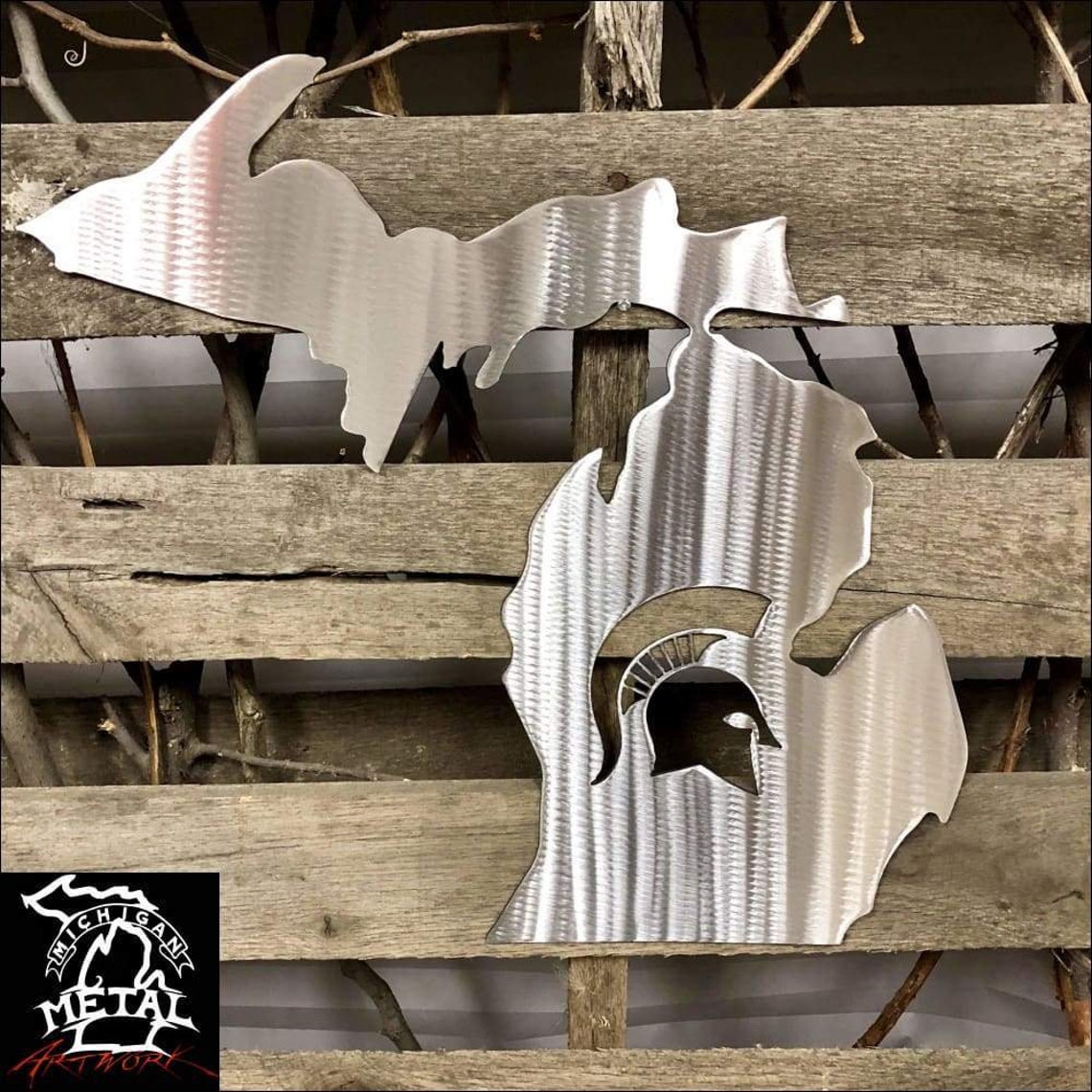 MSU State of Michigan Metal Wall Art | Etsy