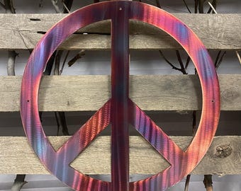 Peace Sign Corrugated Tin, Metal Peace Sign, Corrugated Metal Signs ...