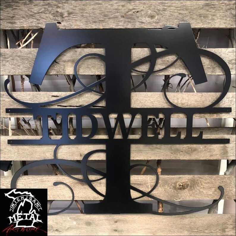 Fancy Split Letter Monogram Metal Wall Art - Etsy