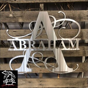 Fancy Split Letter Monogram Metal Wall Art - Etsy