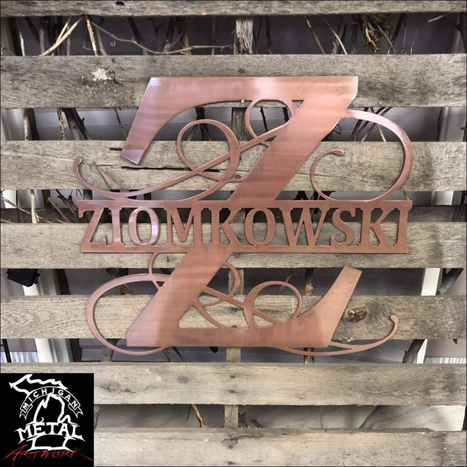 Fancy Split Letter Monogram Metal Wall Art - Etsy