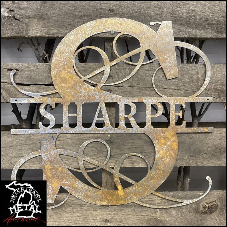 Fancy Split Letter Monogram Metal Wall Art - Etsy