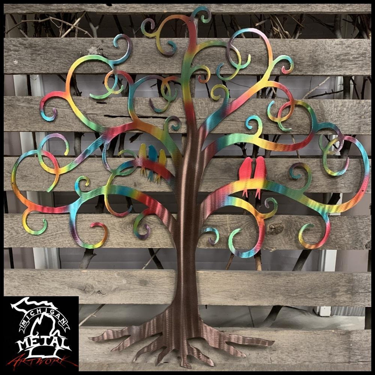Curly Tree of Life With Birds Metal Wall Art - Etsy