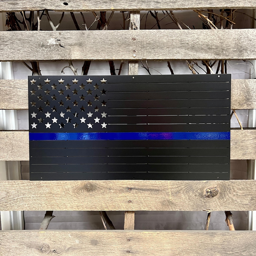 Blue Line Flag Metal Wall Art - Etsy