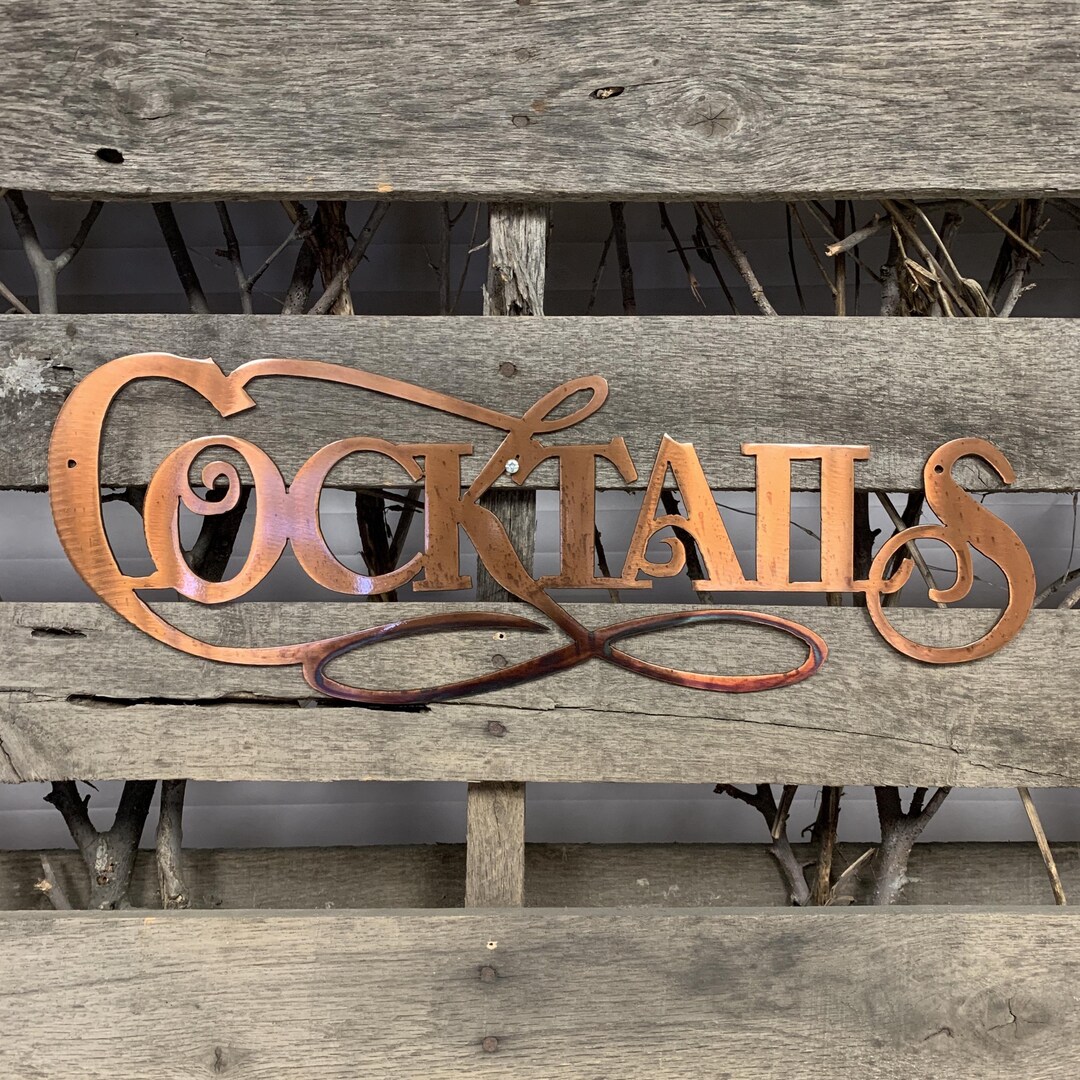 Cocktails Sign Metal Wall Art - Etsy