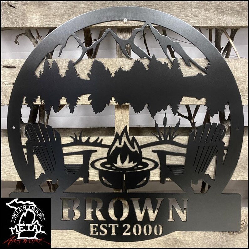Campfire Monogram Metal Wall Art - Etsy