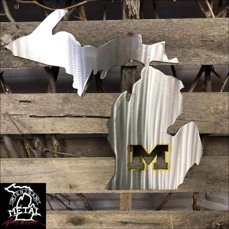 U of M State of Michigan Metal Wall Art - Etsy