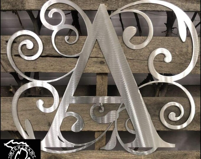 Decorative Letter Monogram Metal Wall Art - Etsy