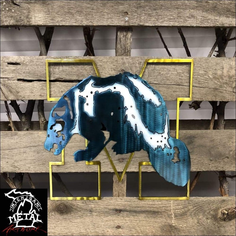 Michigan Wolverines Logo Metal Wall Art | Etsy