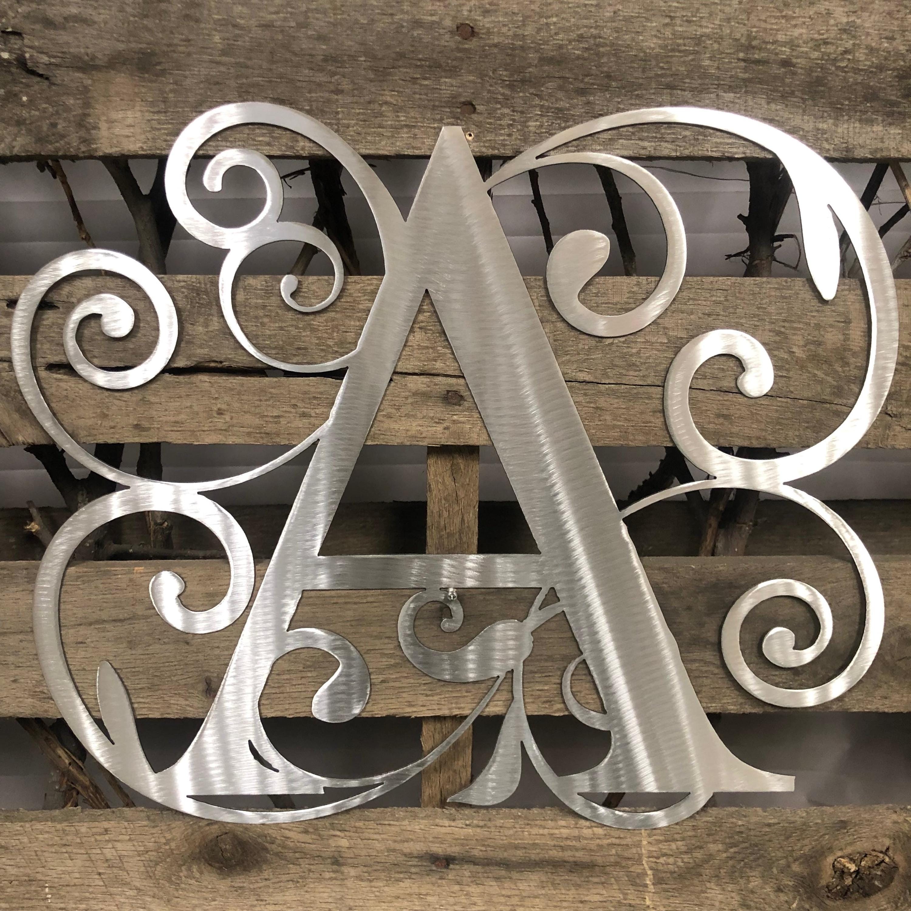 Decorative Letter Monogram Metal Wall Art - Etsy