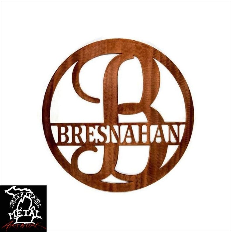 Circle Split Letter Monogram Metal Wall Art | Etsy