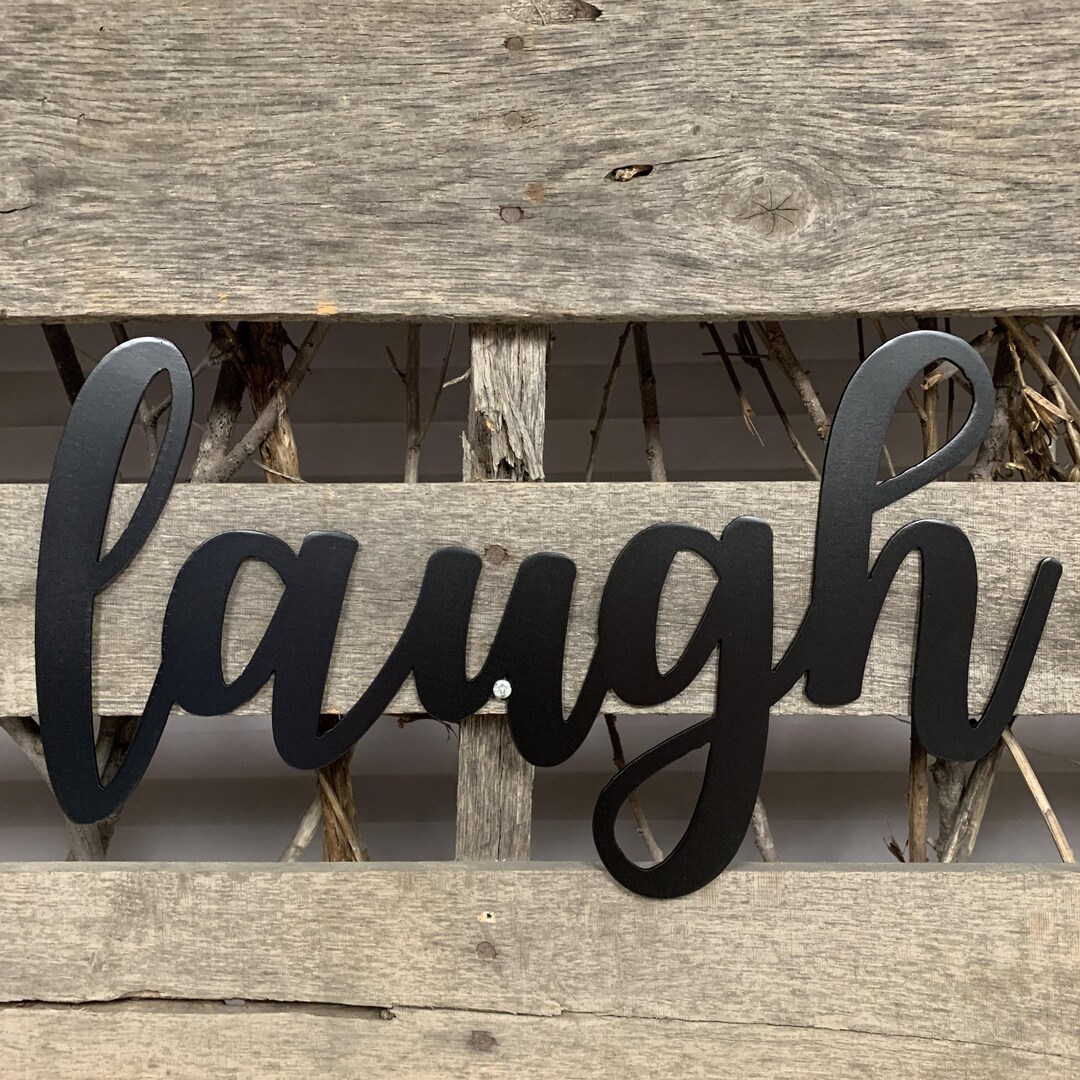 Laugh Cursive Metal Wall Art - Etsy