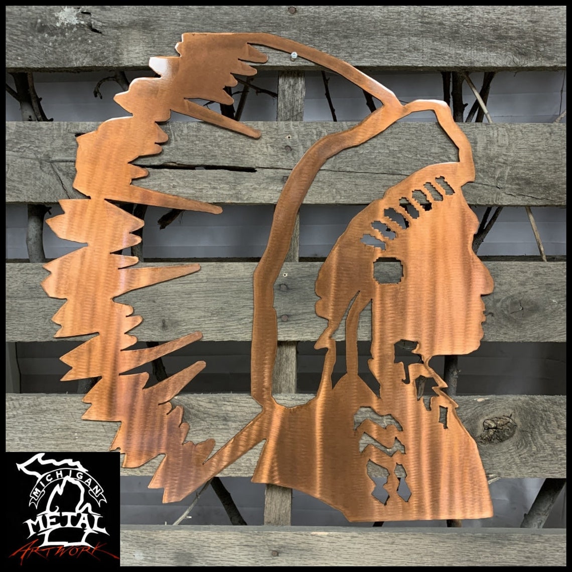 Indian Chief Metal Wall Art - Etsy