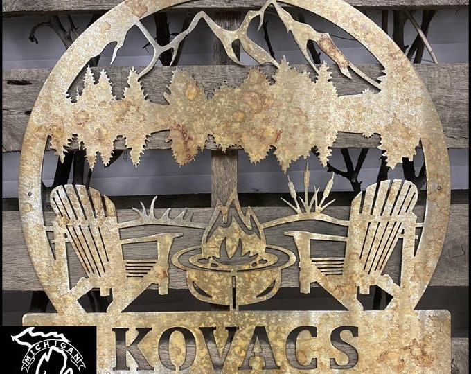 Campfire Monogram Metal Wall Art - Etsy