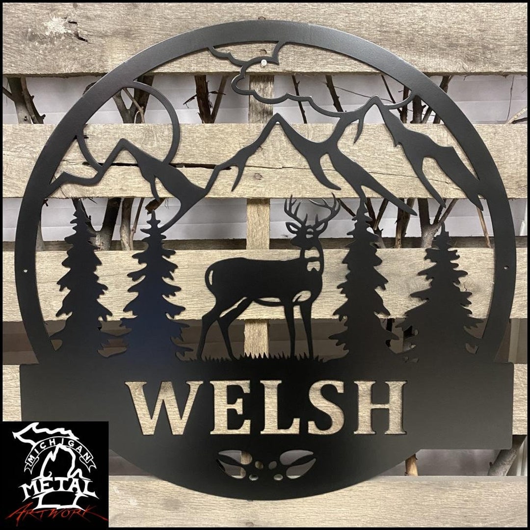 Deer Monogram Metal Wall Art - Etsy