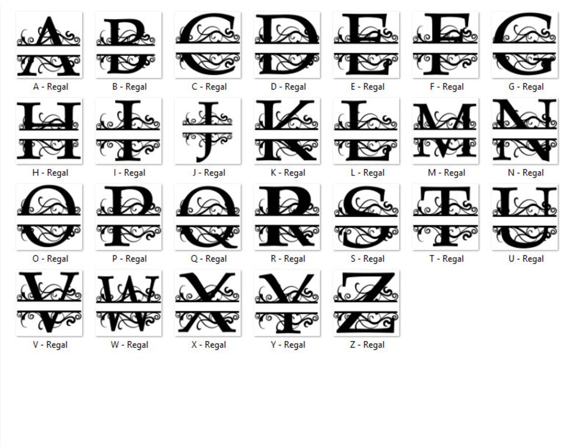 Regal Split Letter Monogram Metal Wall Art | Etsy