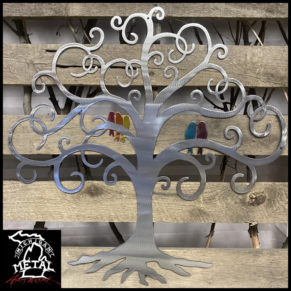Curly Tree of Life With Birds Metal Wall Art - Etsy
