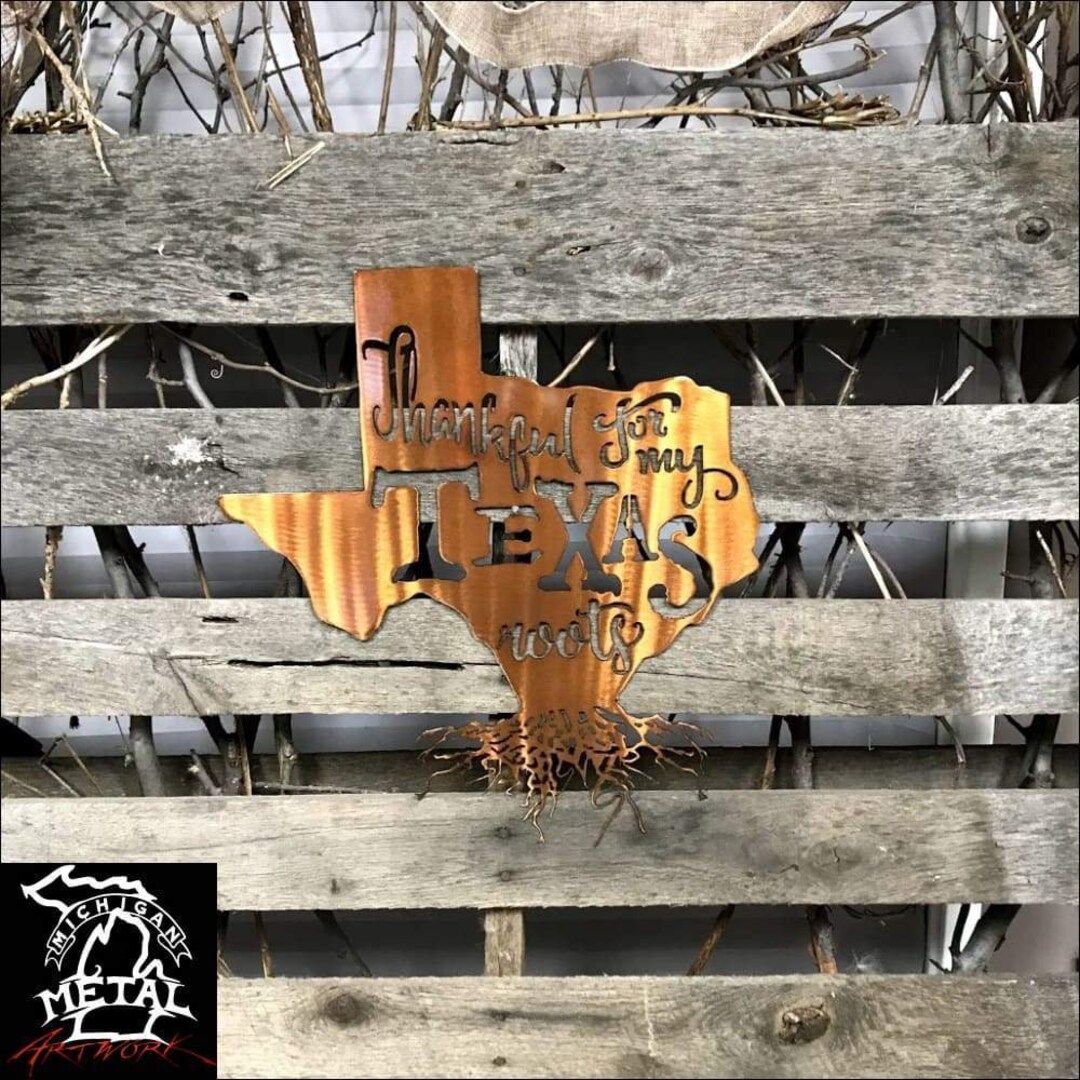 Thankful for My Texas Roots Metal Wall Art - Etsy