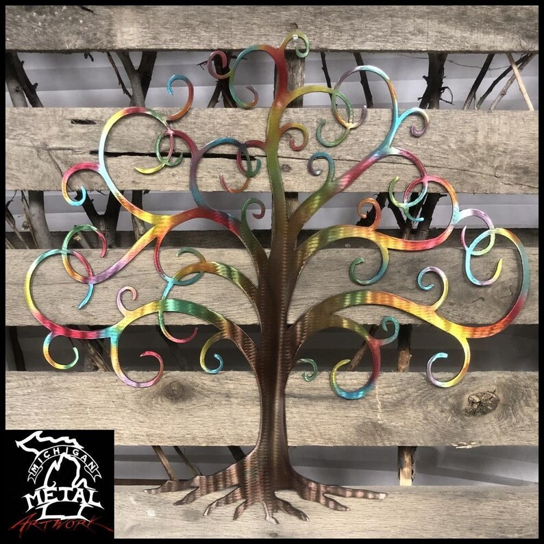 Curly Tree of Life Metal Wall Art - Etsy