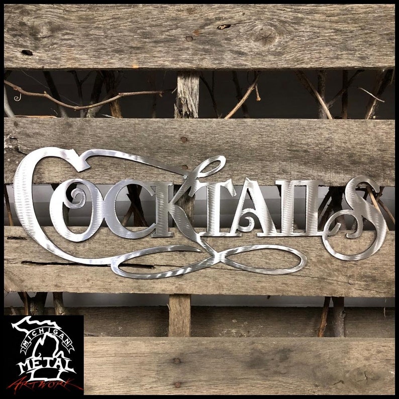 Cocktails Sign Metal Wall Art - Etsy