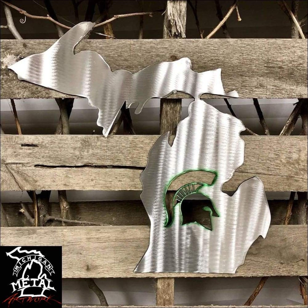 MSU State of Michigan Metal Wall Art - Etsy