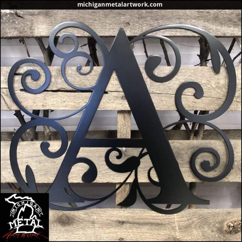 Decorative Letter Monogram Metal Wall Art | Etsy
