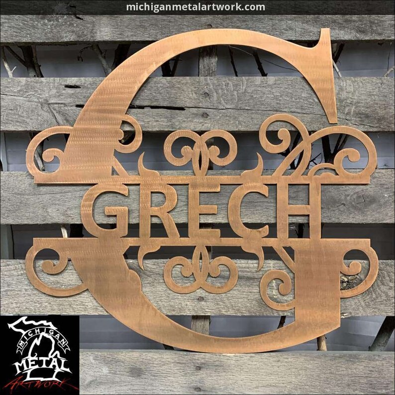 Decorative Split Letter Monogram Metal Wall Art | Etsy