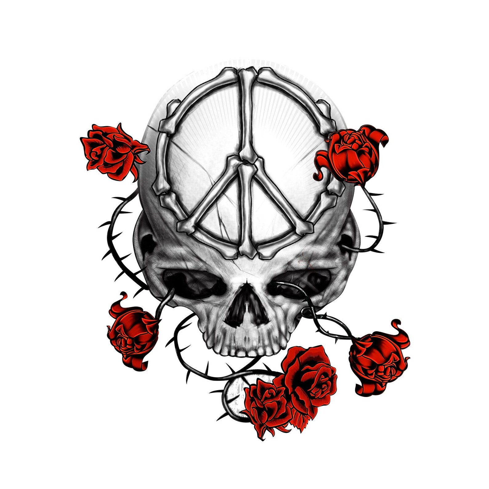 Peace Skull Decal Full Color Peace Skull Decal Peace Skull - Etsy