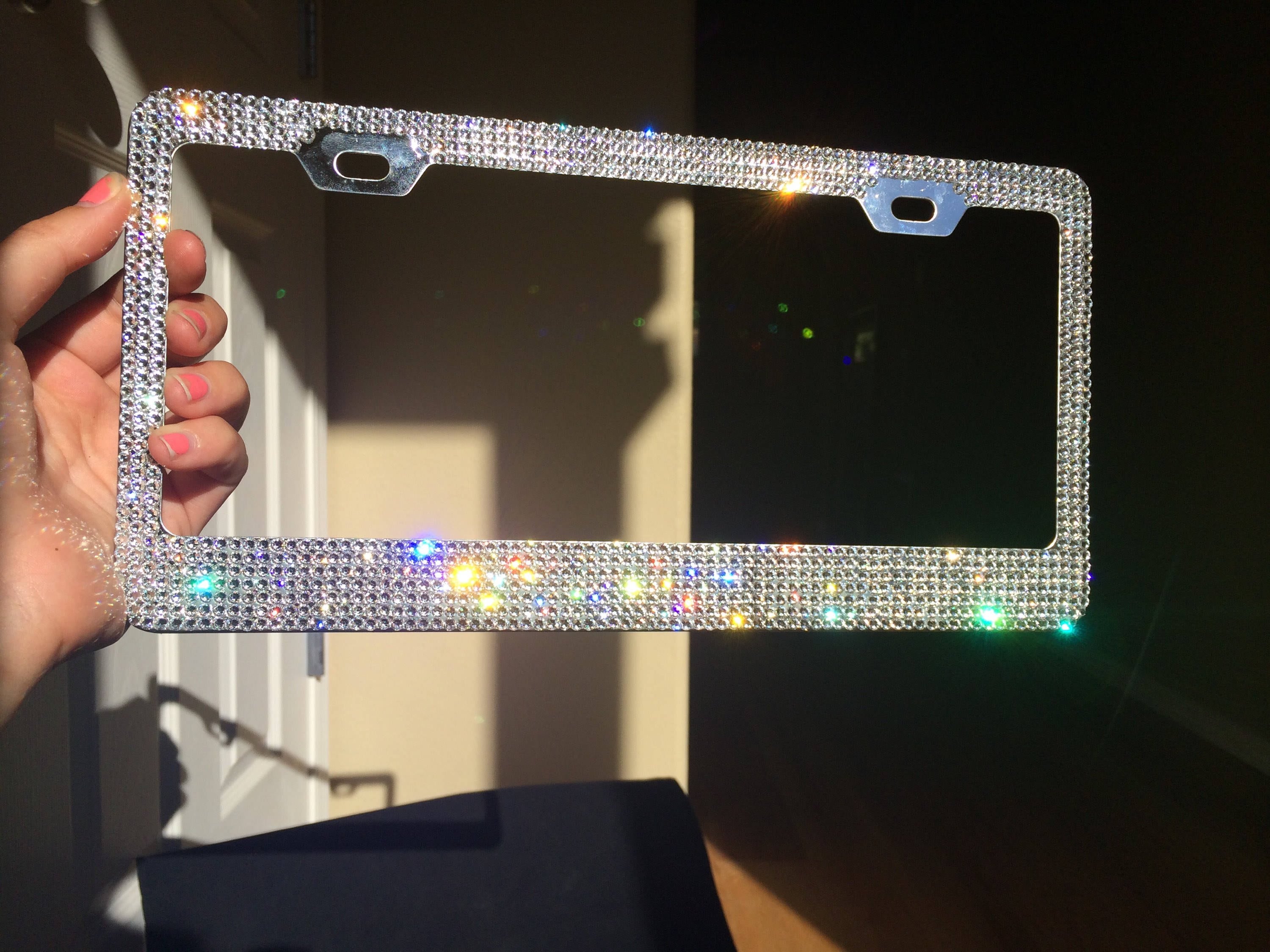 Swarovski Crystal Bling License Plate Frame 6 Row Rhinstones Crystals ...