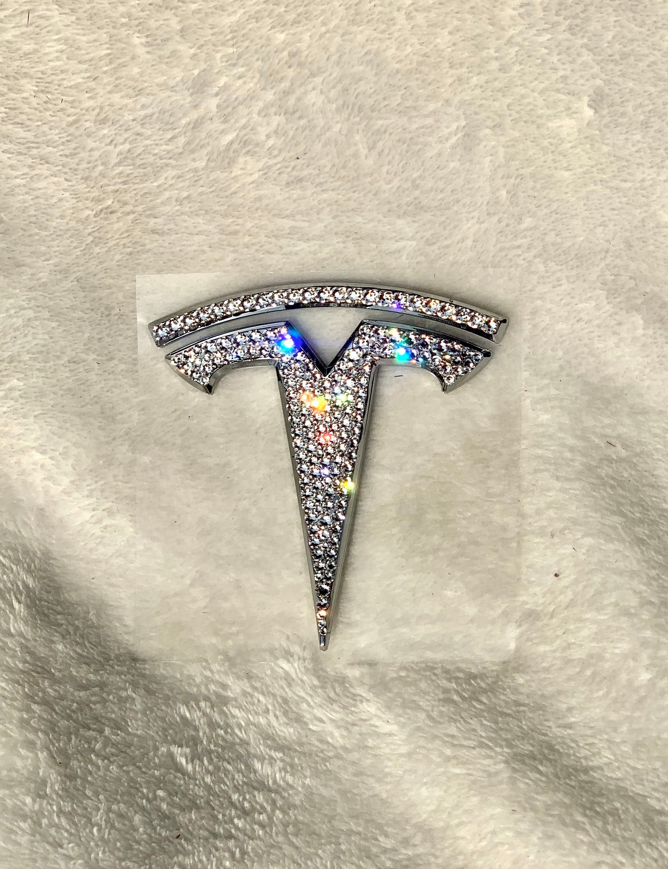 Swarovski Crystal Bling Tesla Model X Car Emblem Rhinstones Crystals ...