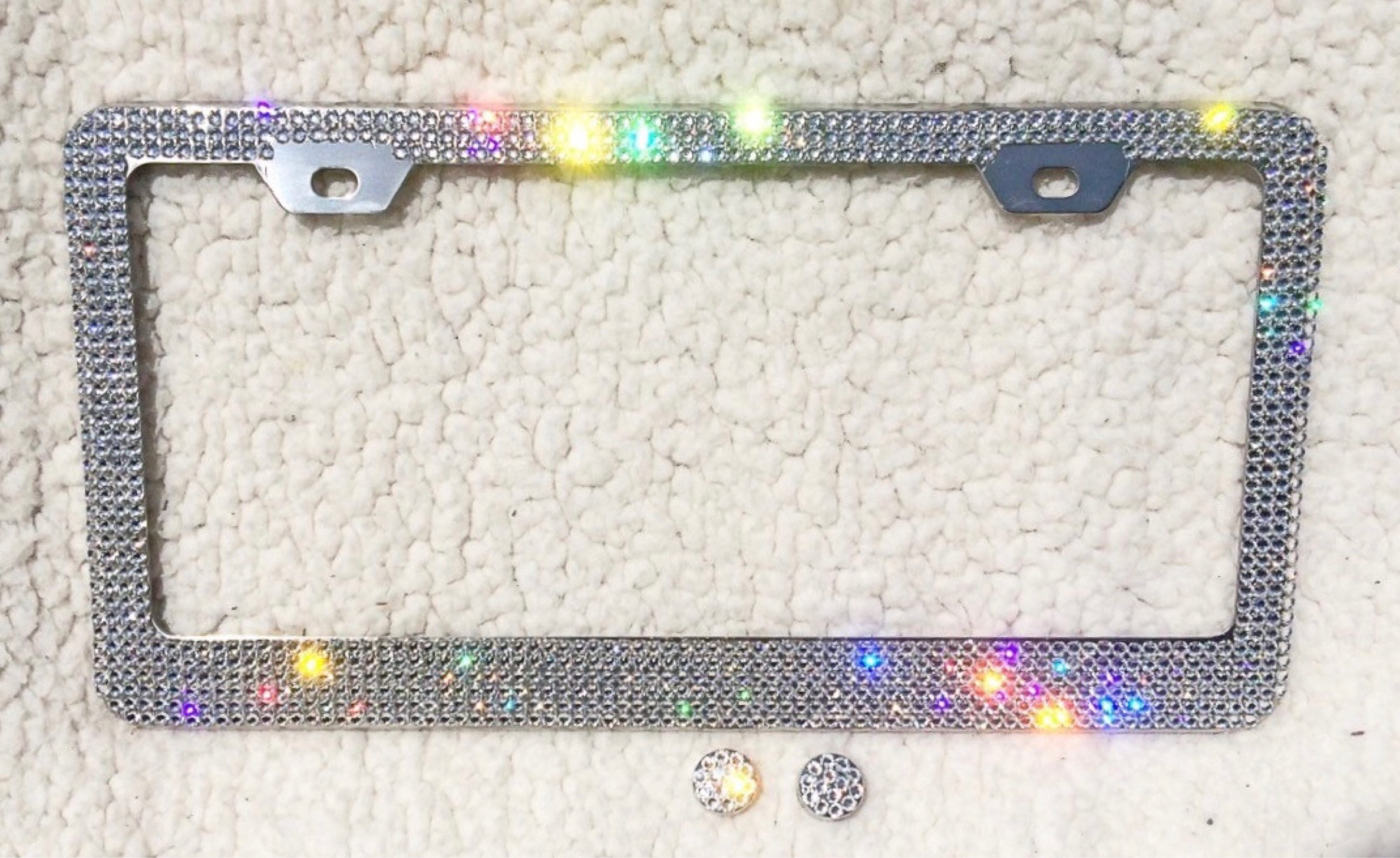 Swarovski Crystal Bling License Plate Frame 6 Row Rhinstones Crystals ...