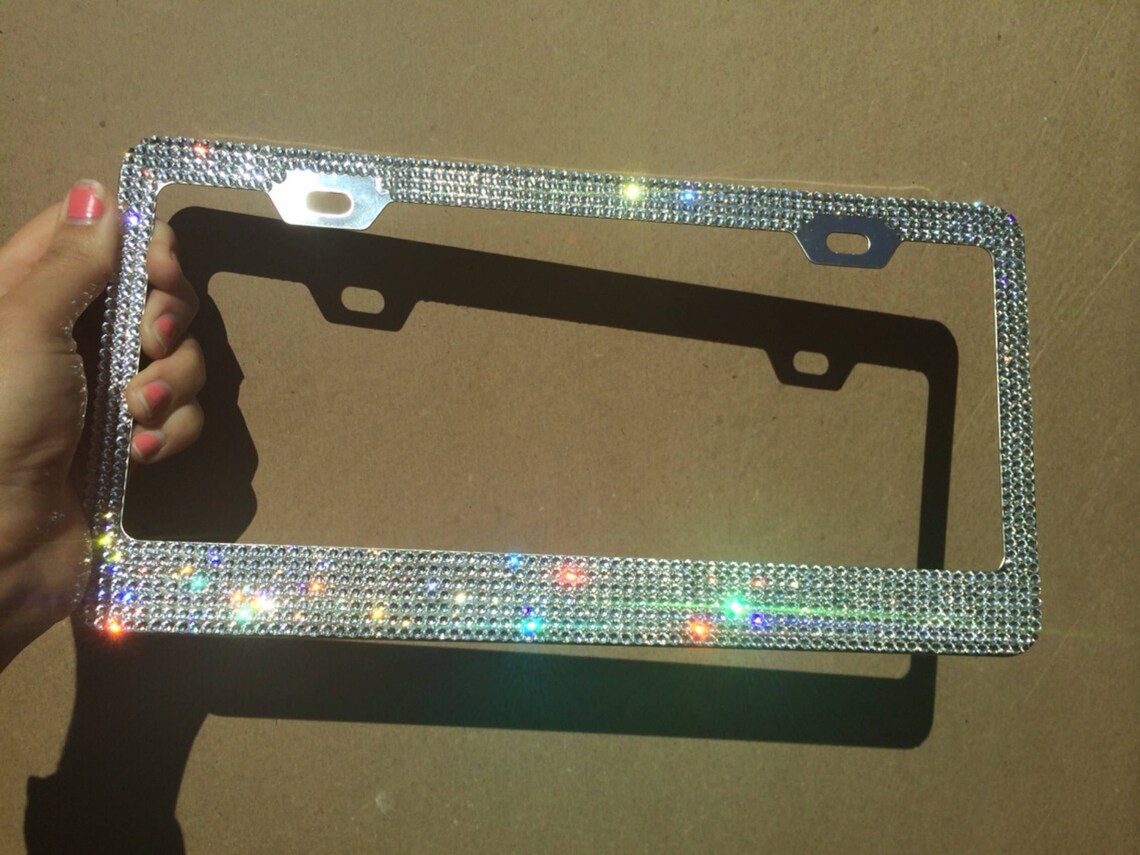 Swarovski Crystal Bling License Plate Frame 6 Row Rhinstones Crystals ...