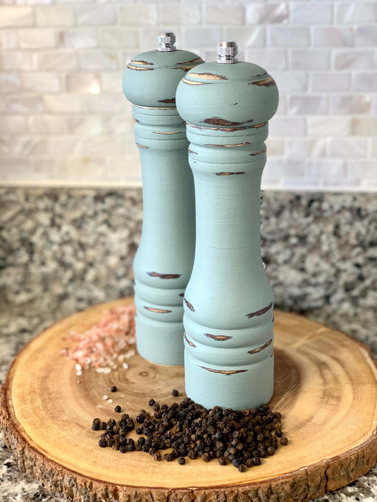Farmhouse Rustic Distressed 8 Salt Shaker & Pepper Mill | Etsy