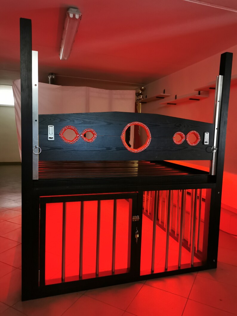Bondage Bed With Cage And Light Bedroom Fetish Bed Fetish Toys Etsy