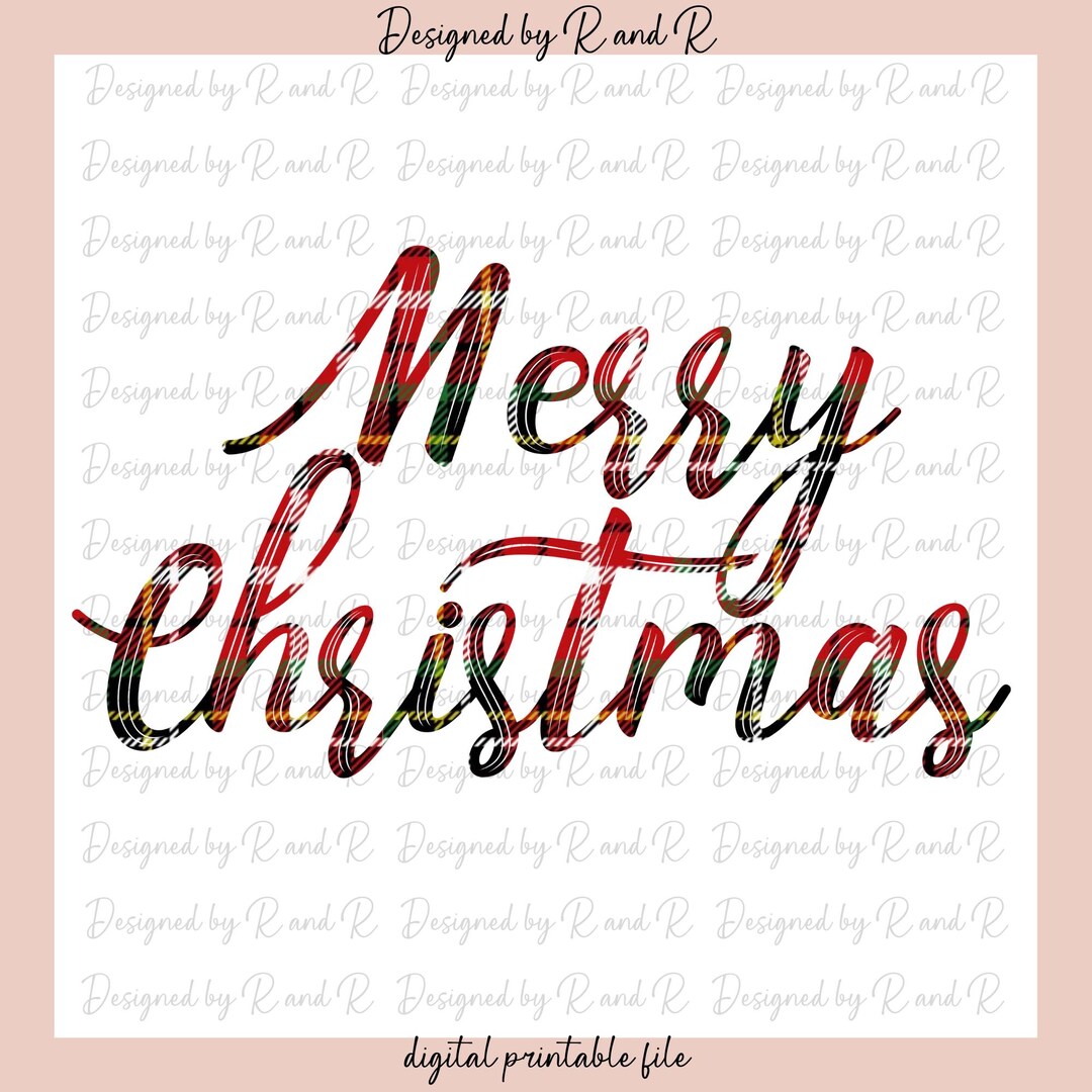 Merry Christmas Plaid Cursive Font Printable Design From Designed by R ...