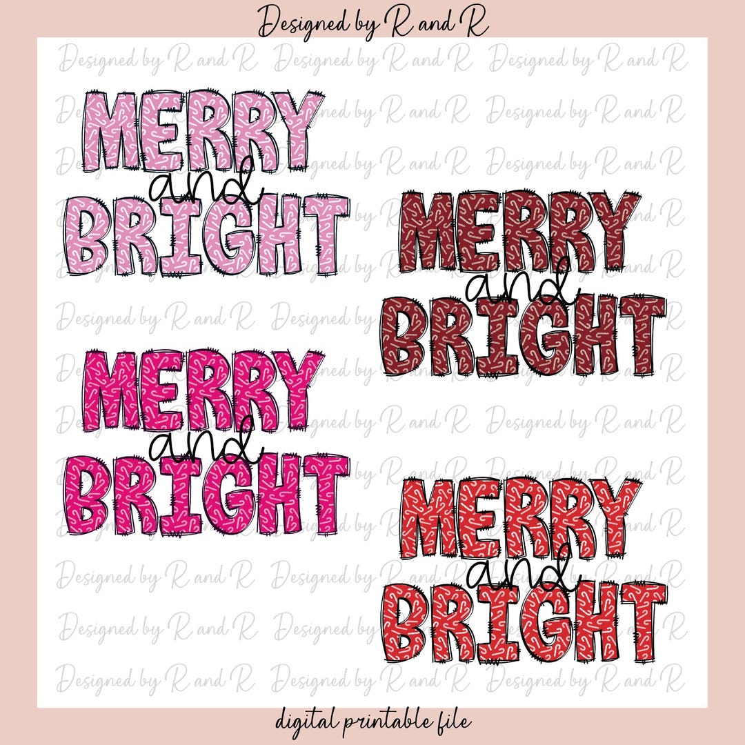 Merry and Bright Printable Designs Perfect for Sublimation From ...
