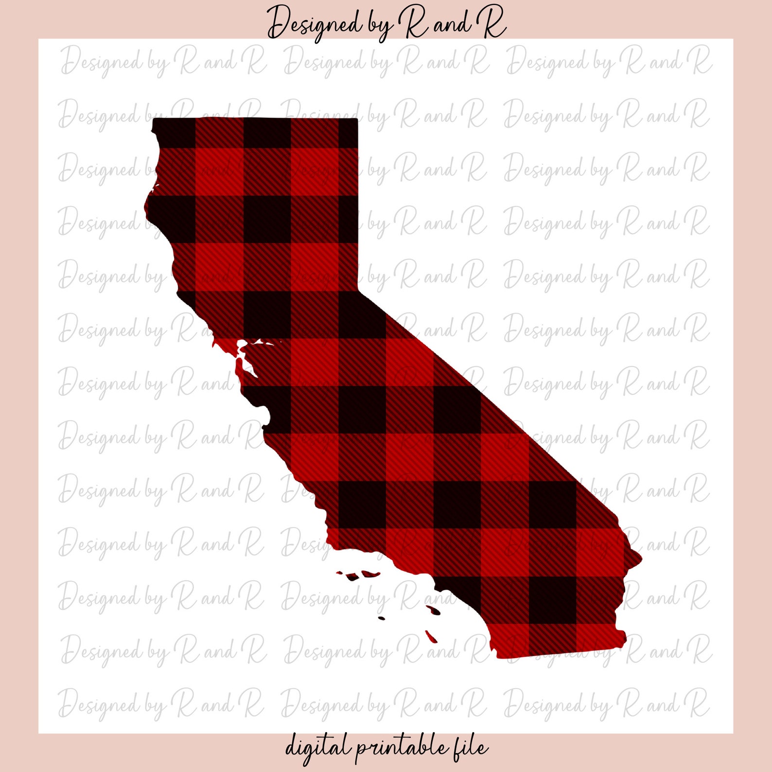 50 Buffalo Plaid State Printable Designs From Designed by R and R - Etsy