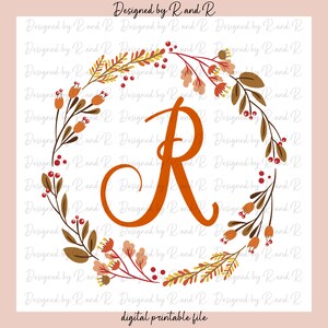 Monogram Fall Wreaths Printable Designs From Designed by R and R - Etsy